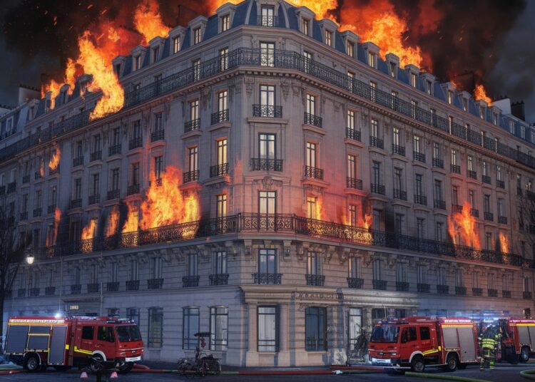 Incendie à Paris : Un Immeuble Près de la Gare Saint-Lazare en Flammes