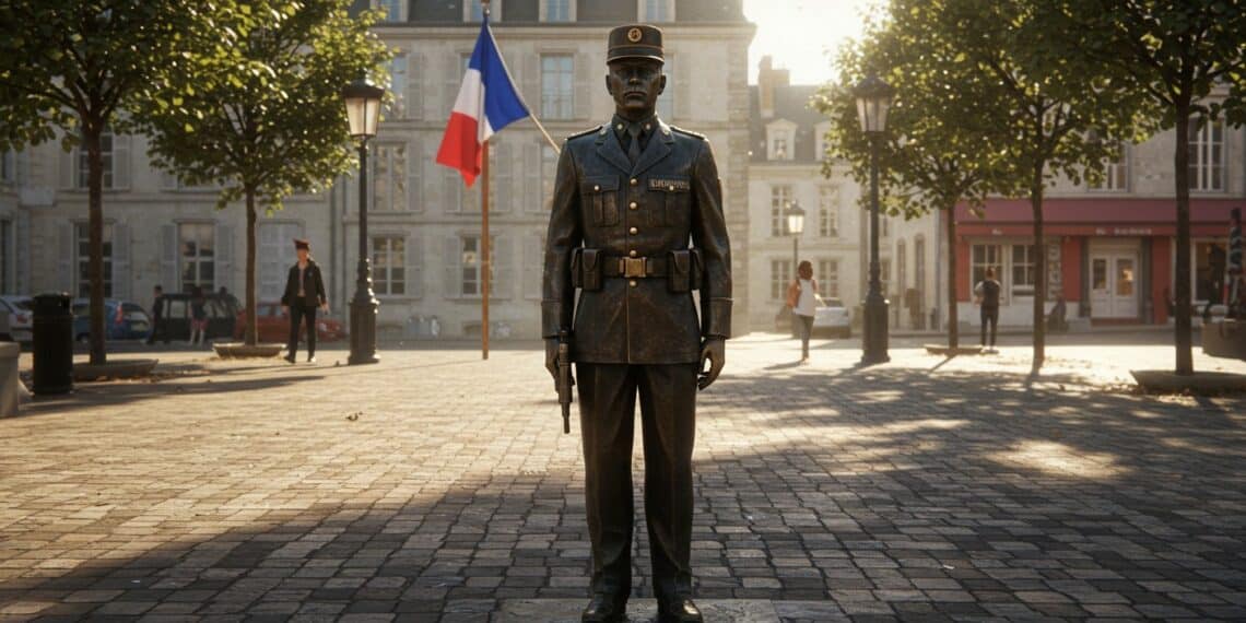 Bry-sur-Marne Honore Arnaud Beltrame avec une Statue